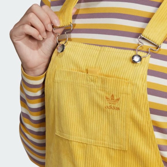 adidas | Dresses | Adidas Originals Womens Yellow Overalls Corduroy ...